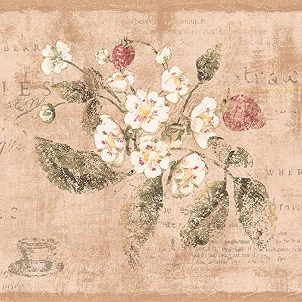 Concord Wallcoverings Classic Strawberries Wallpaper Border Featuring ...