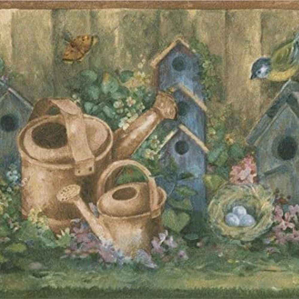 Concord Wallcoverings Prepasted Wallpaper Border Featuring Birdhouse ...