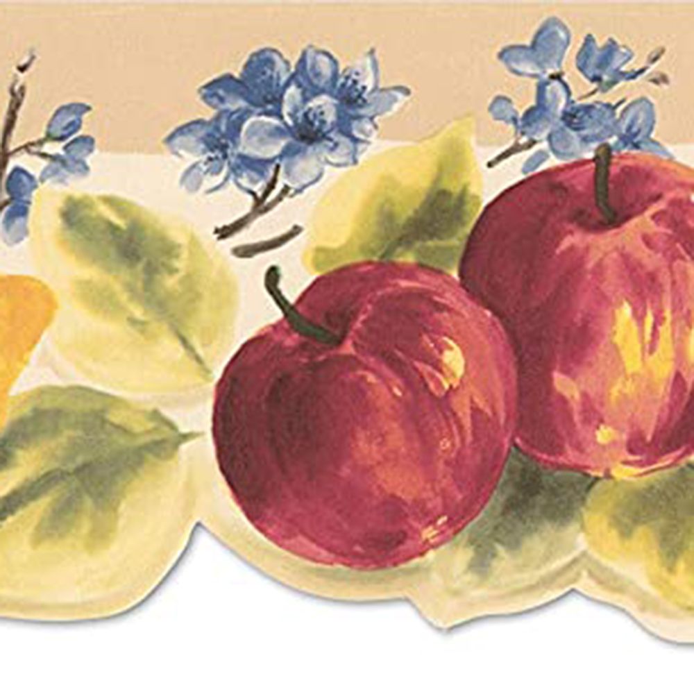 Concord Wallcoverings Retro Flowers and Fruits Wallpaper Border ...