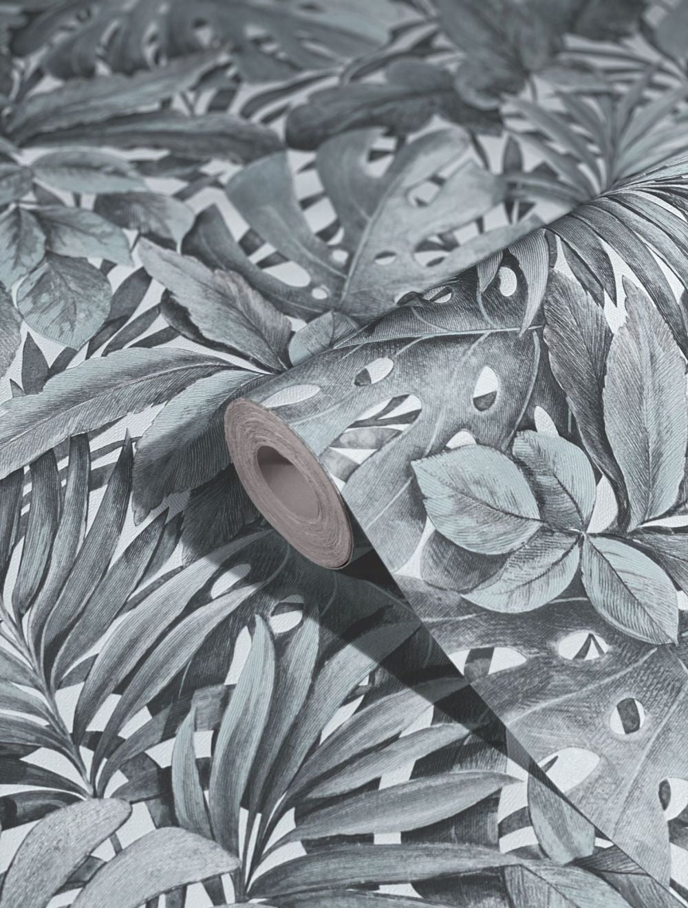 Concord Wallcoverings Textured Wallpaper Botanical jungle Leaves, Blue ...