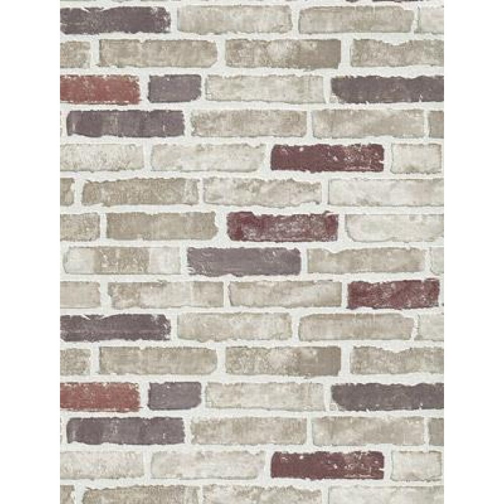 Concord Wallcoverings Textured Wallpaper Faux Bricks, Beige Brown Red ...