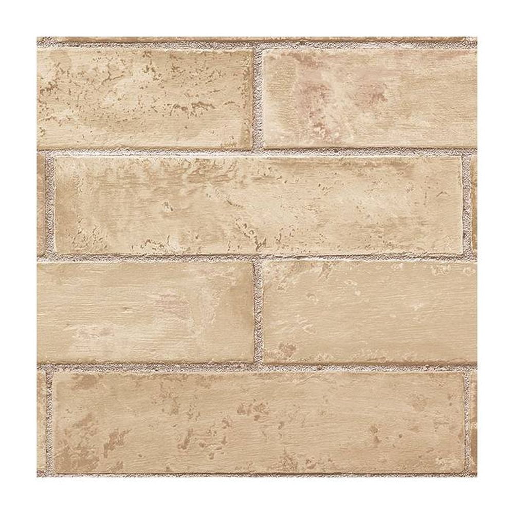 Concord Wallcoverings Textured Wallpaper Faux Featuring Bricks, Beige ...