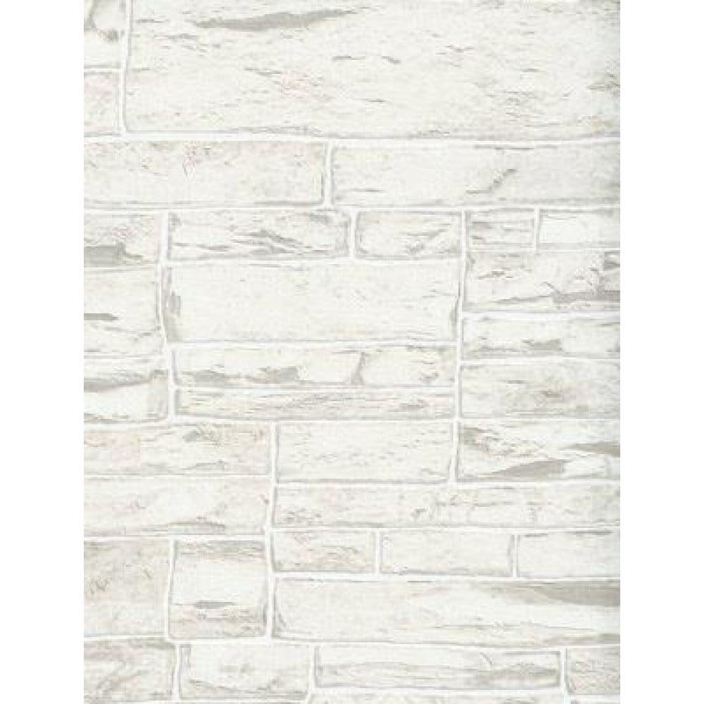 Concord Wallcoverings Textured Wallpaper Faux Stone Brick Wall, White ...