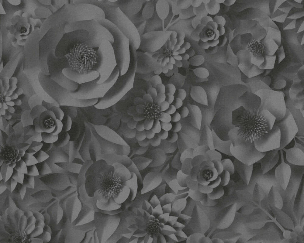 Concord Wallcoverings Textured Wallpaper Floral Flowers, Gray Black, 21 ...