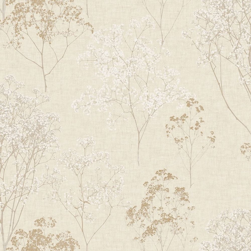Concord Wallcoverings Textured Wallpaper vintage flowering trees, Beige ...