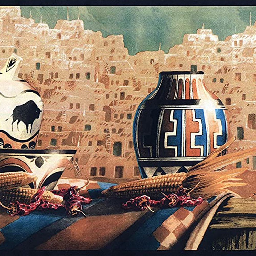 Concord Wallcoverings Wallpaper Border Ancient Town Clay Pots Corns ...