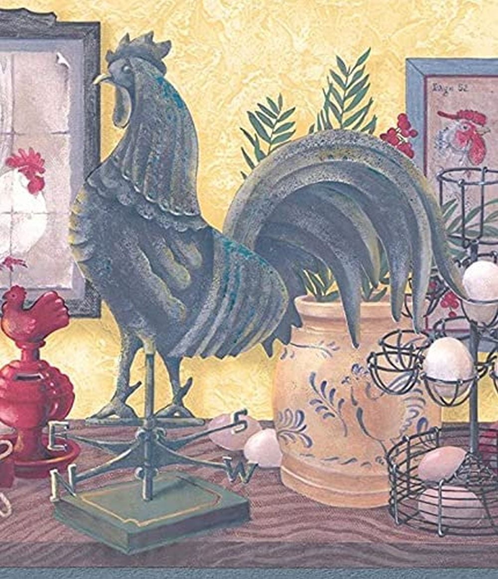 Concord Wallcoverings Wallpaper Border Country Pattern Hens Roosters ...