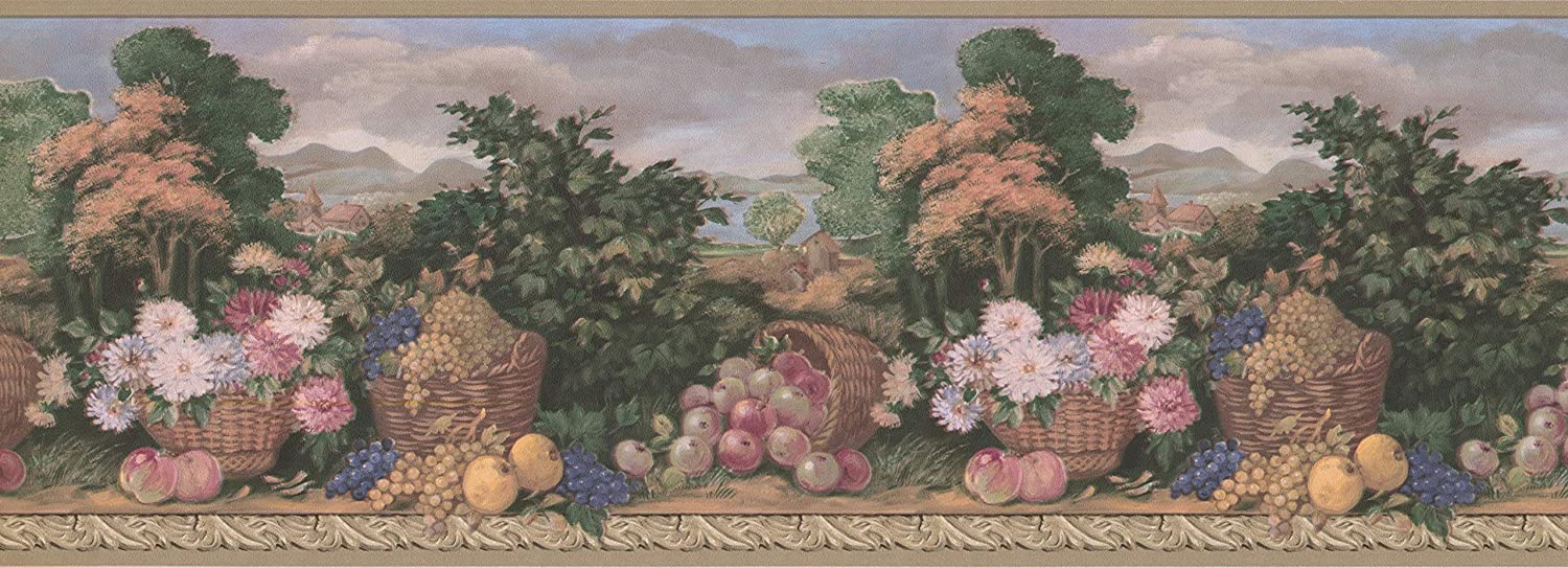 Concord Wallcoverings Wallpaper Border Country Pattern Landscape Trees ...