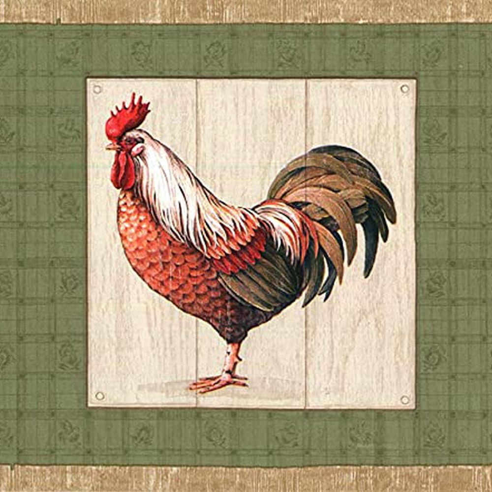 Concord Wallcoverings Wallpaper Border Country Pattern Roosters Wooden ...