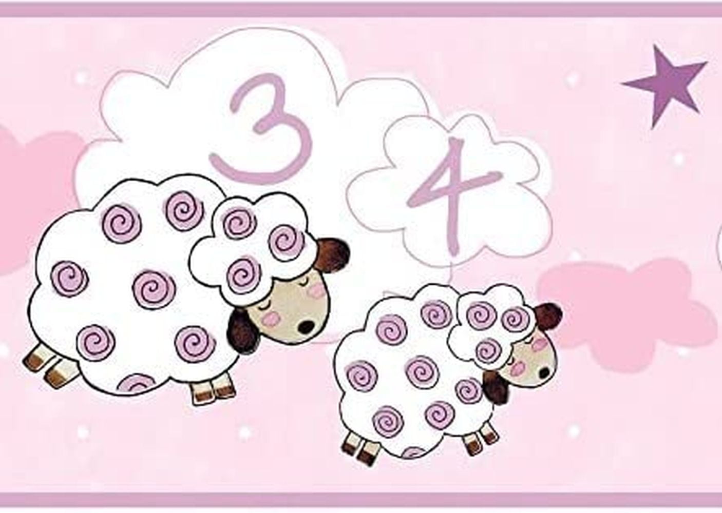 Concord Wallcoverings Wallpaper Border Kids Pattern Counting Sheep for ...