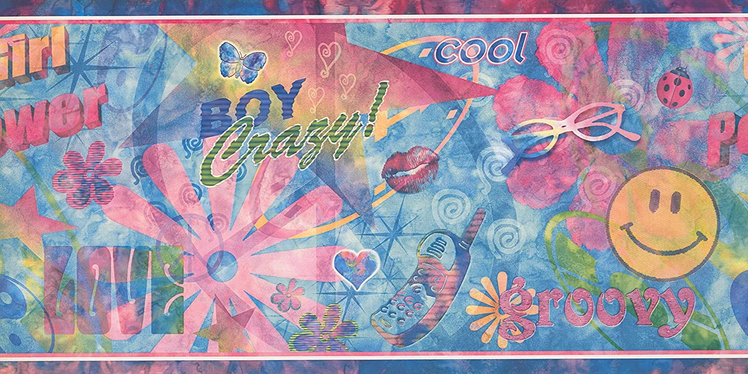 Concord Wallcoverings Wallpaper Border Kids Pattern Emojis Words for ...