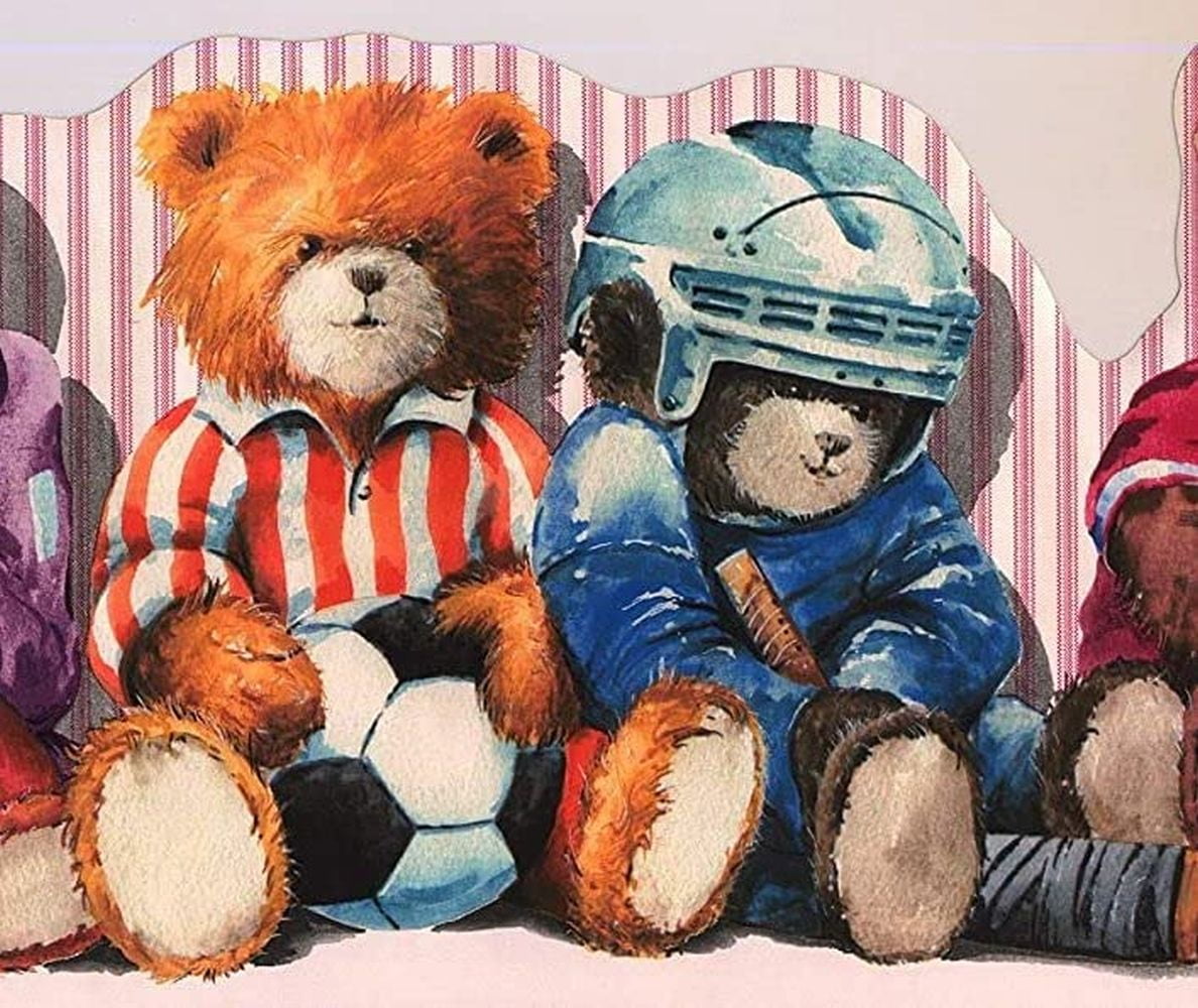 Concord Wallcoverings Wallpaper Border Kids Pattern, Toys Bears Sport Accessories for Baby Boy ...