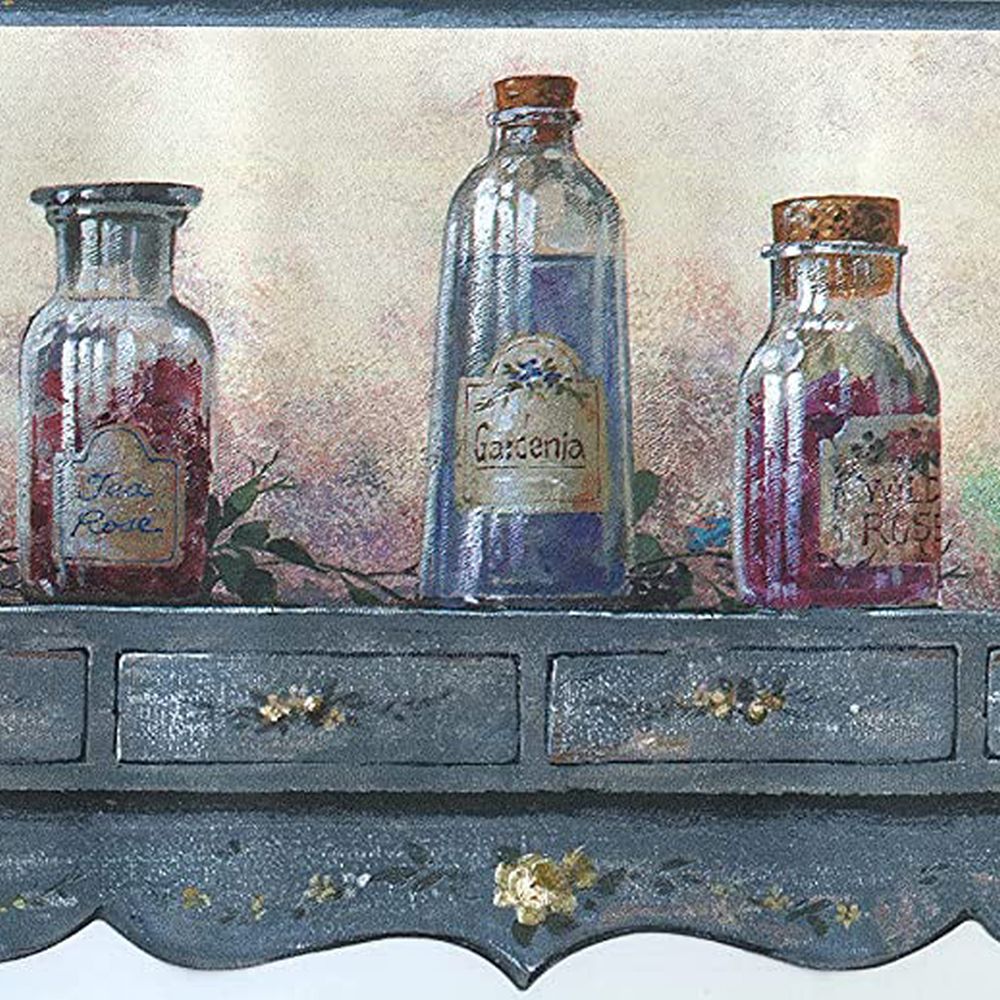 Concord Wallcoverings Wallpaper Border Kitchen Pattern Bottles Flowers ...