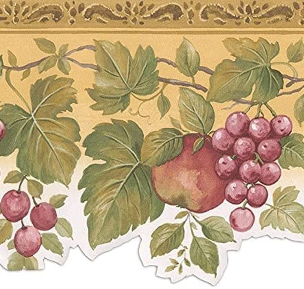 Concord Wallcoverings Wallpaper Border Kitchen Pattern Fruits on Vine ...