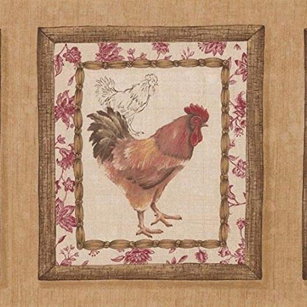 Concord Wallcoverings Wallpaper Border Kitchen Pattern Roosters in ...