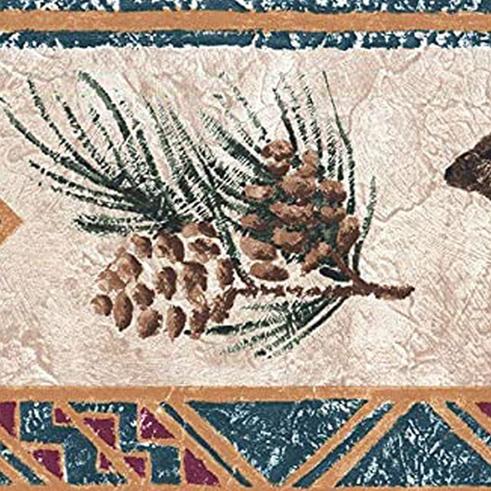Concord Wallcoverings Wallpaper Border Ornaments Bear Pine Cone, Colors ...