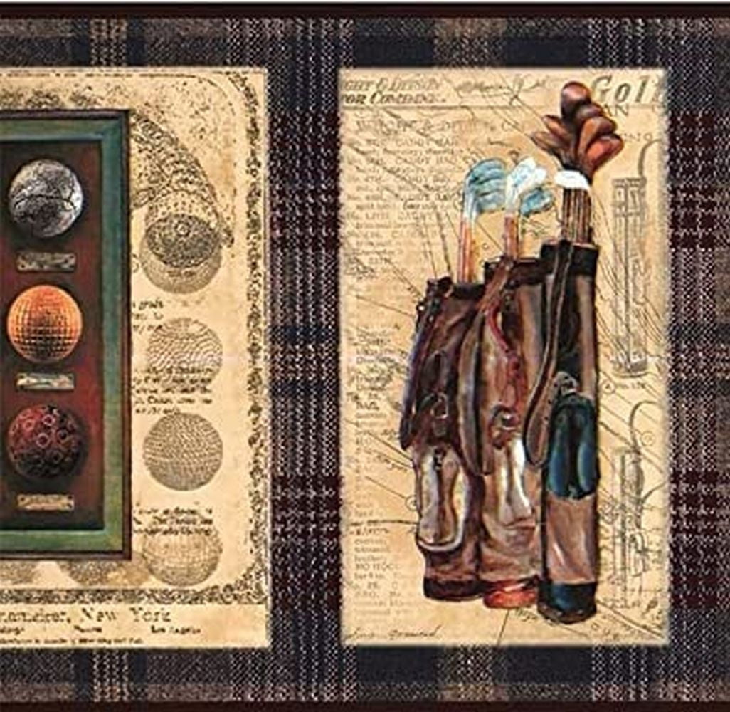 Concord Wallcoverings Wallpaper Border Sport Pattern Country Club Golf ...