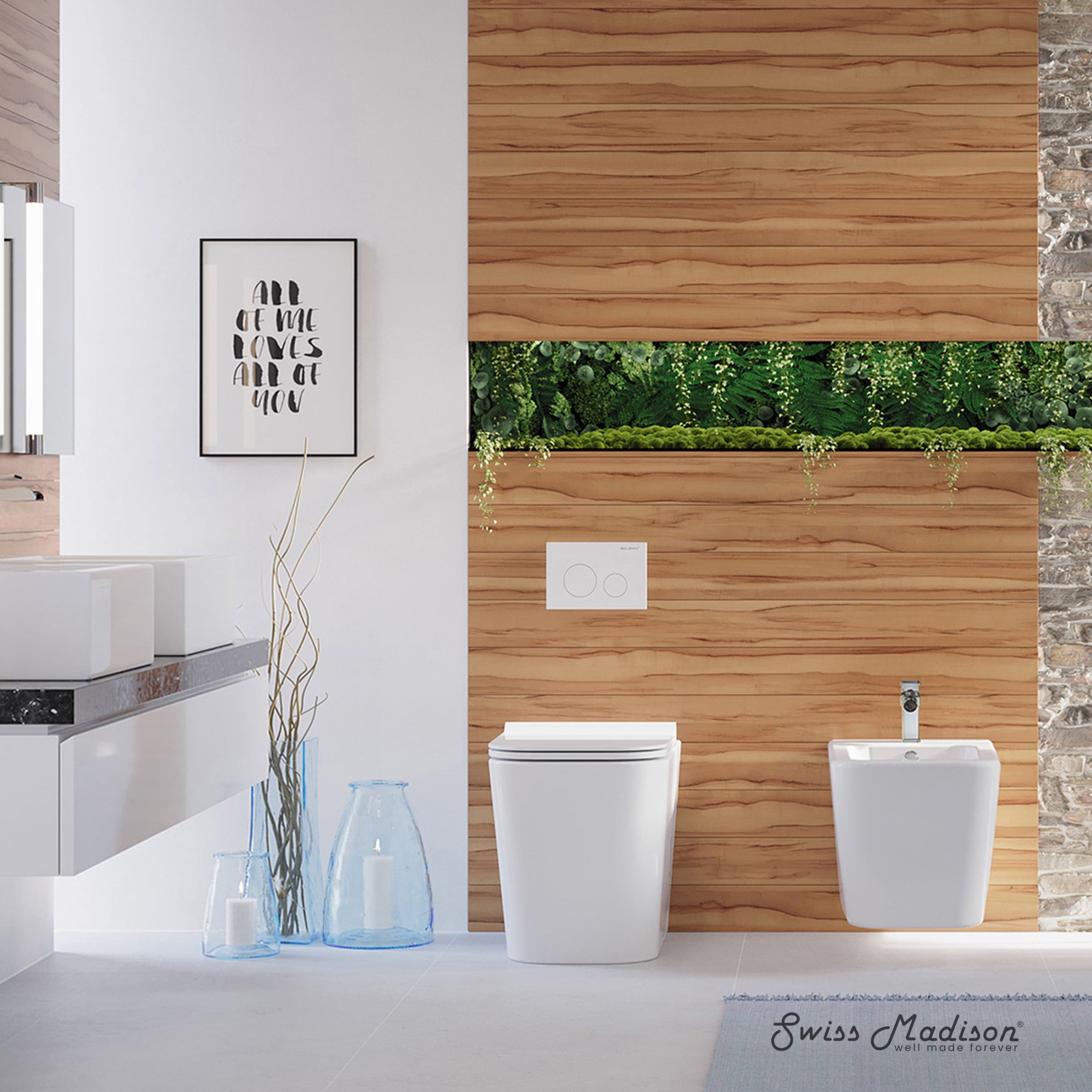 Concorde Back-to-Wall Toilet Bundle 0.8/1.6 GPF Dual Flush in Glossy ...