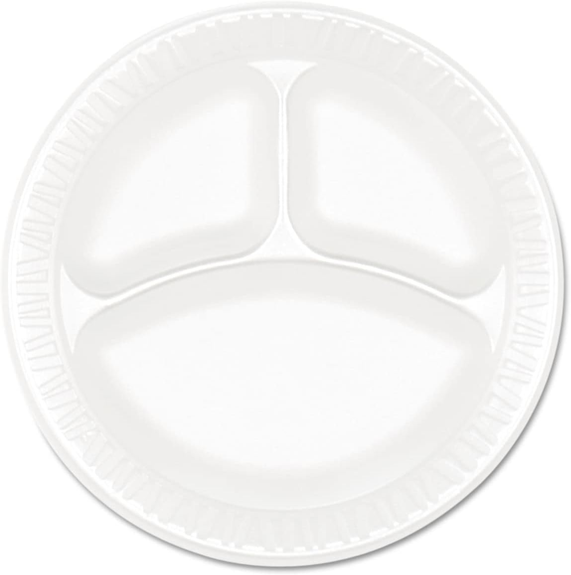 Concorde Foam Plate, 3-compartment, 9 Dia, White, 125/pack, 4 Packs ...