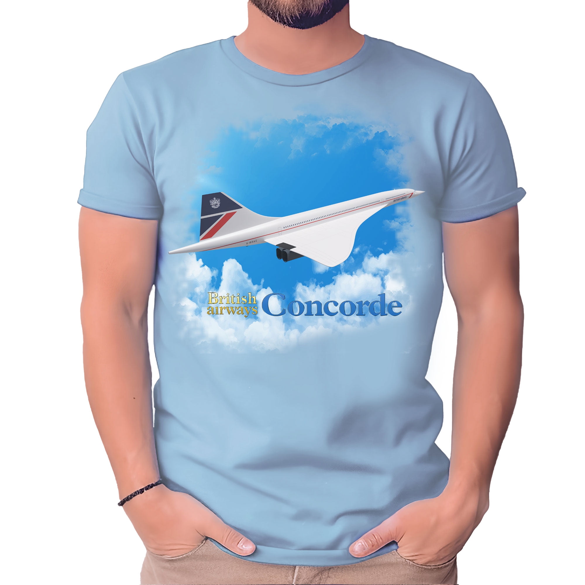 Concorde In The Clouds British Airways Landor Livery Light Blue T-Shirt ...
