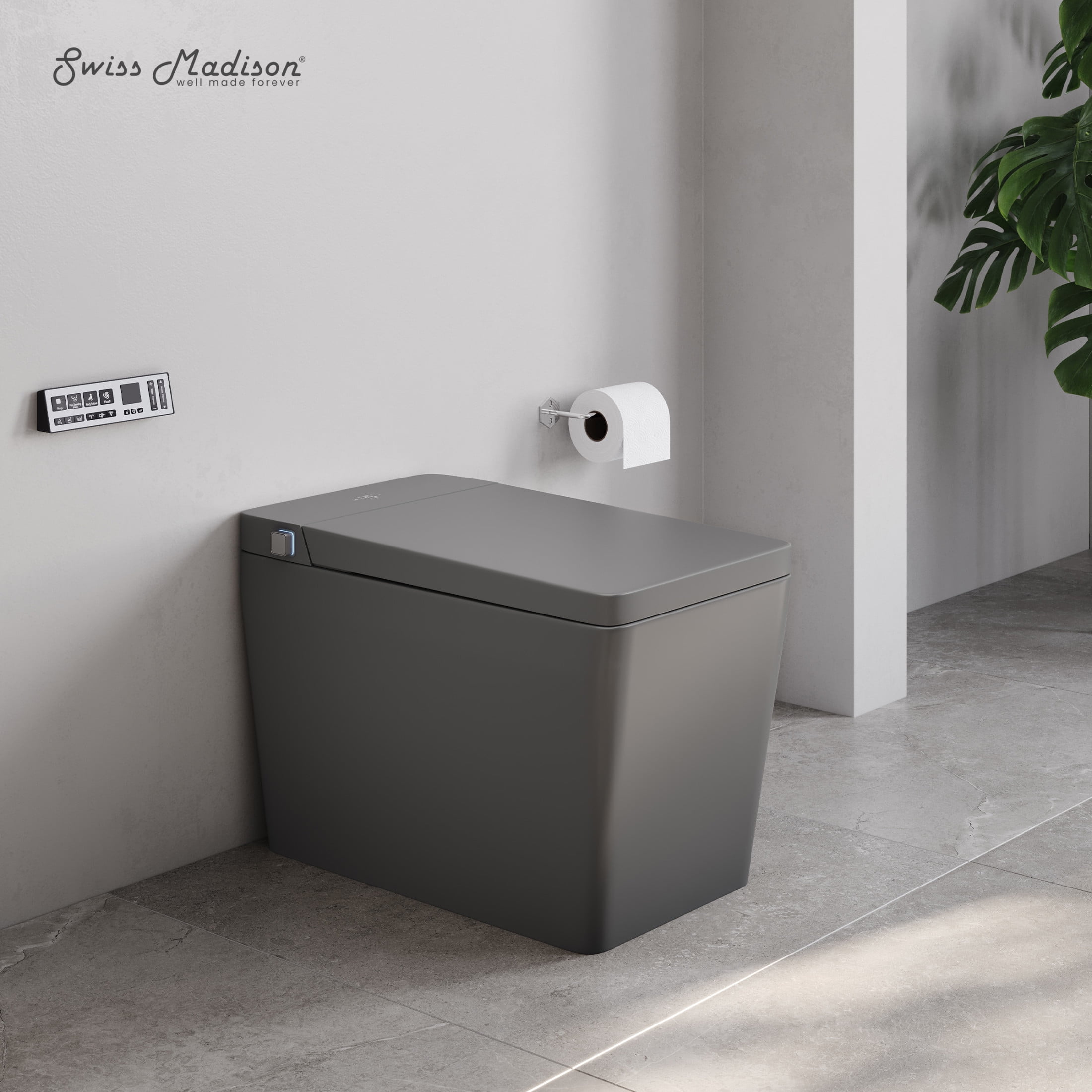 Concorde One Piece Smart Toilet 1.28 GPF in Matte Gray with Heated ...