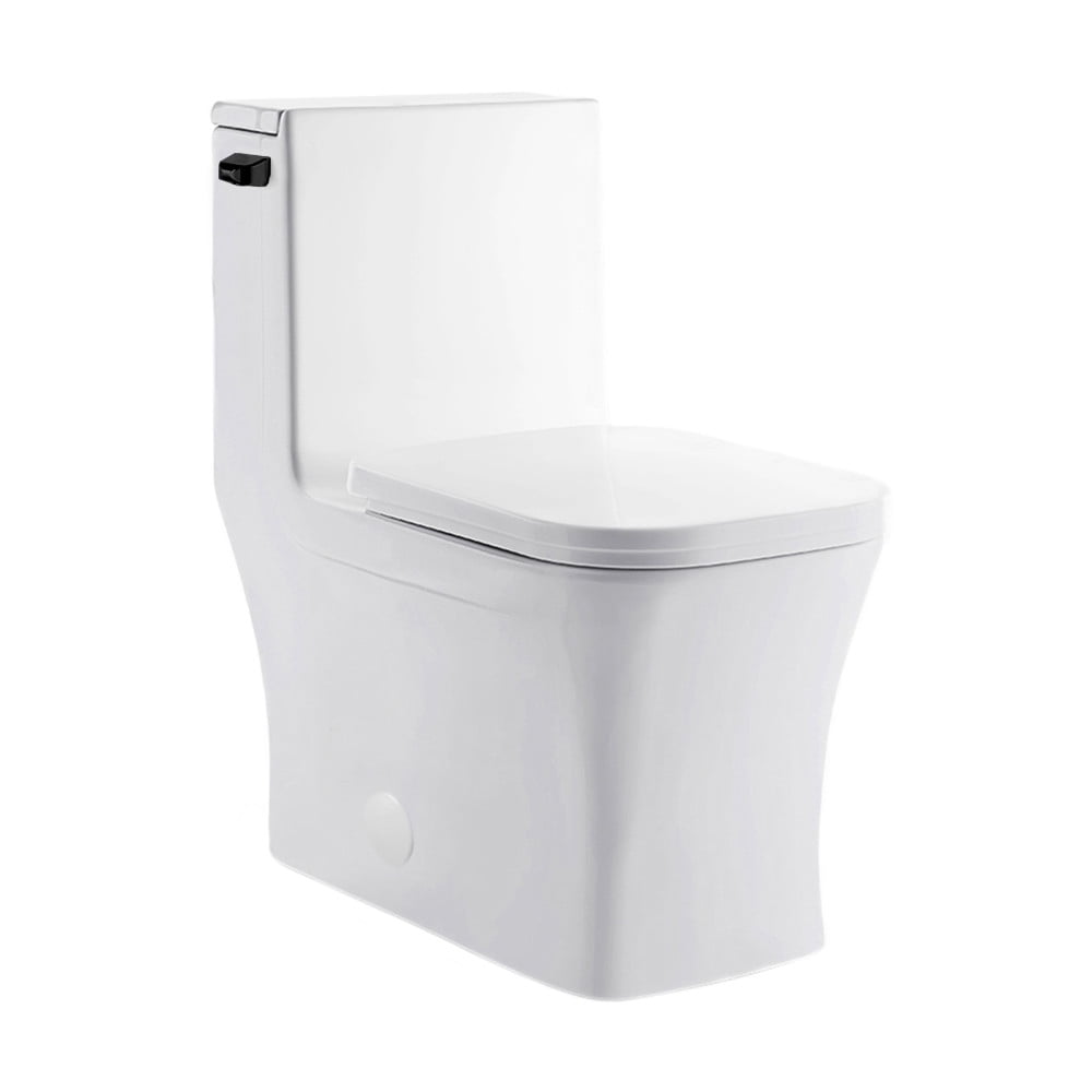 Concorde One-Piece Square Toilet Side Flush, Black Hardware 1.28 gpf ...