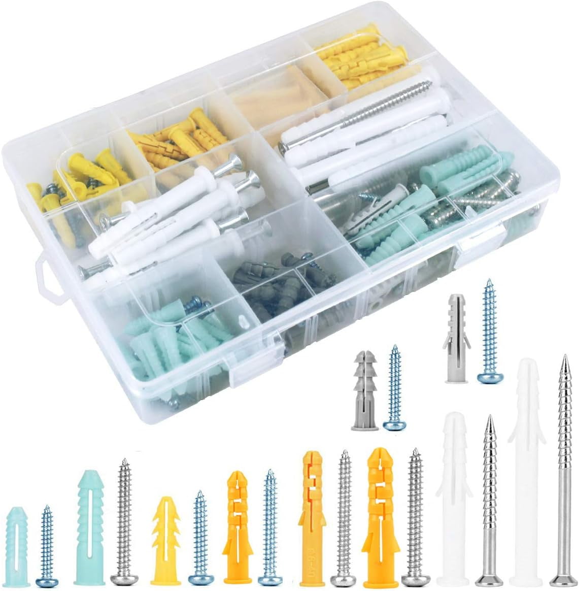 Concrete Anchors and Galvanized Screws Kit, Heavy Duty Plastic Self ...