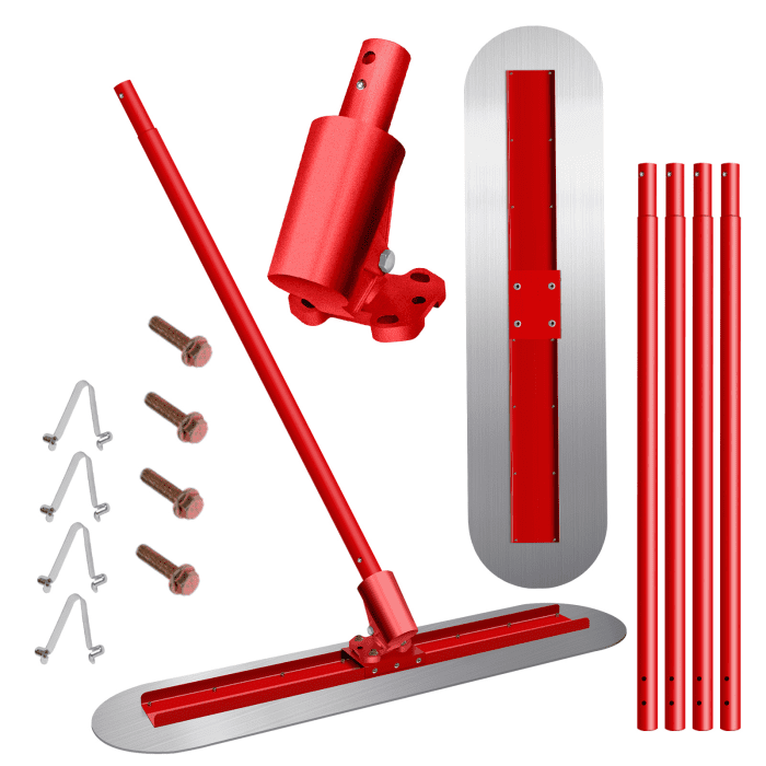 Concrete Bull Float Tool Kit, 47.2x11.8" Trowel Plate, 213.7" Total ...