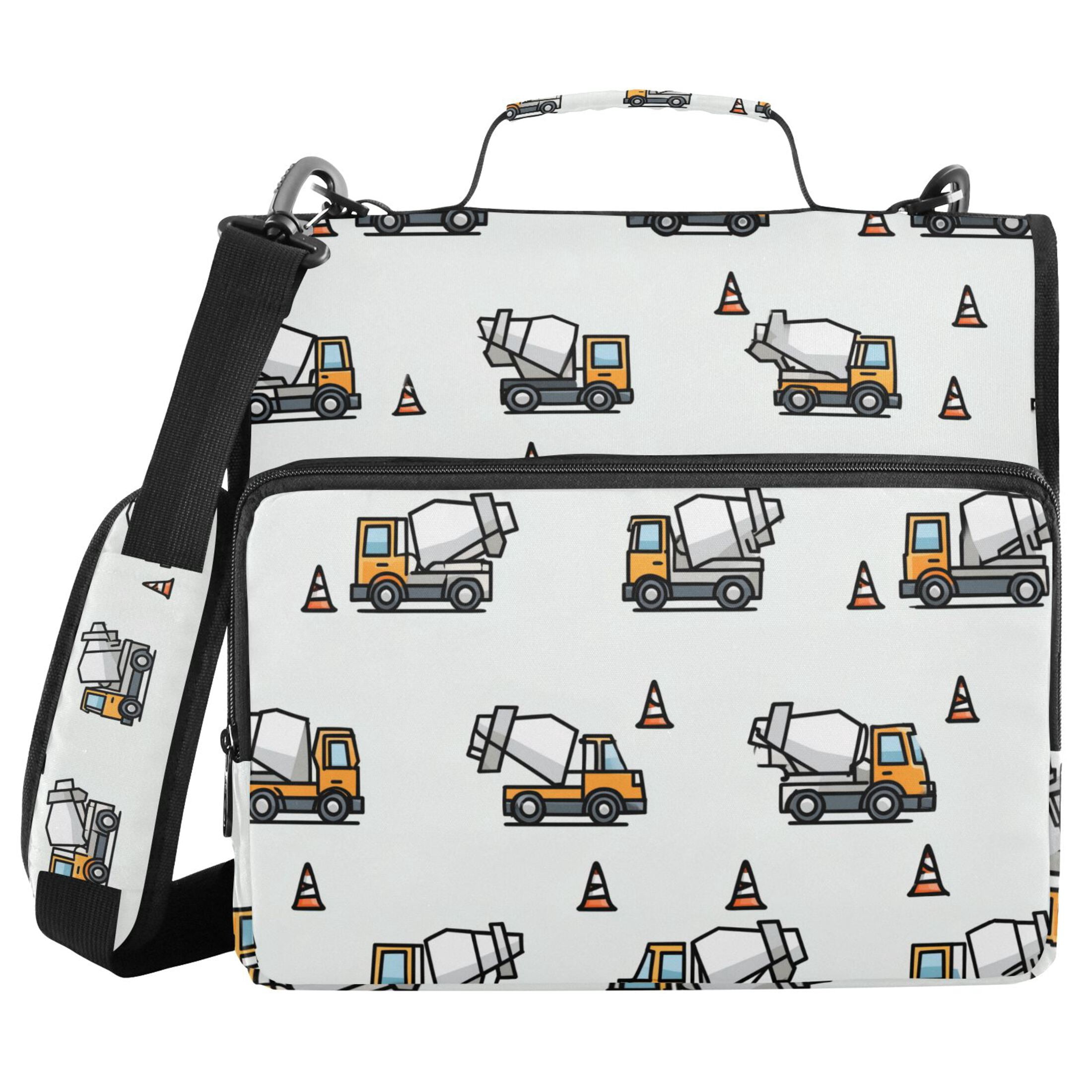 Concrete Cars with Roadblock Cartoon Binder Bag with Shoulder Strap 3 ...