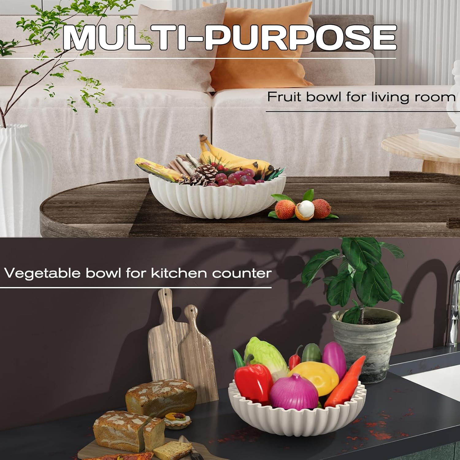 Concrete Decorative Bowl,Large Decorative Bowls for Home Coffee Table ...