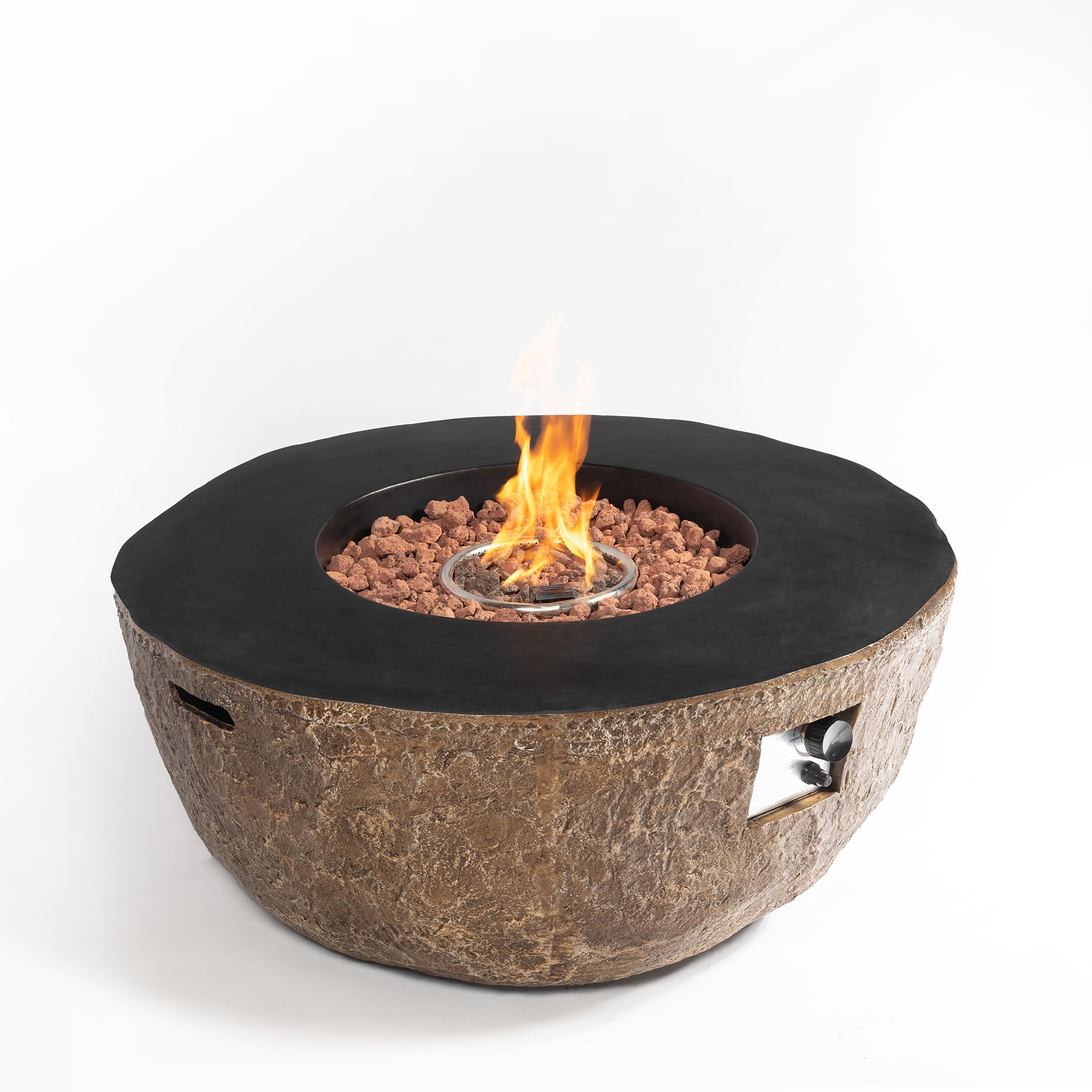 Concrete Gas Fire Pit Bowl, Outdoor Round Propane Gas Smokeless Fire ...