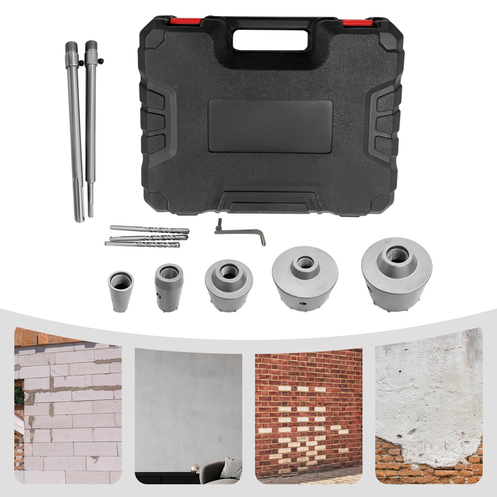 Concrete Hole Saw Kit - 5-Piece Hole Saw Set for Concrete and Cement ...