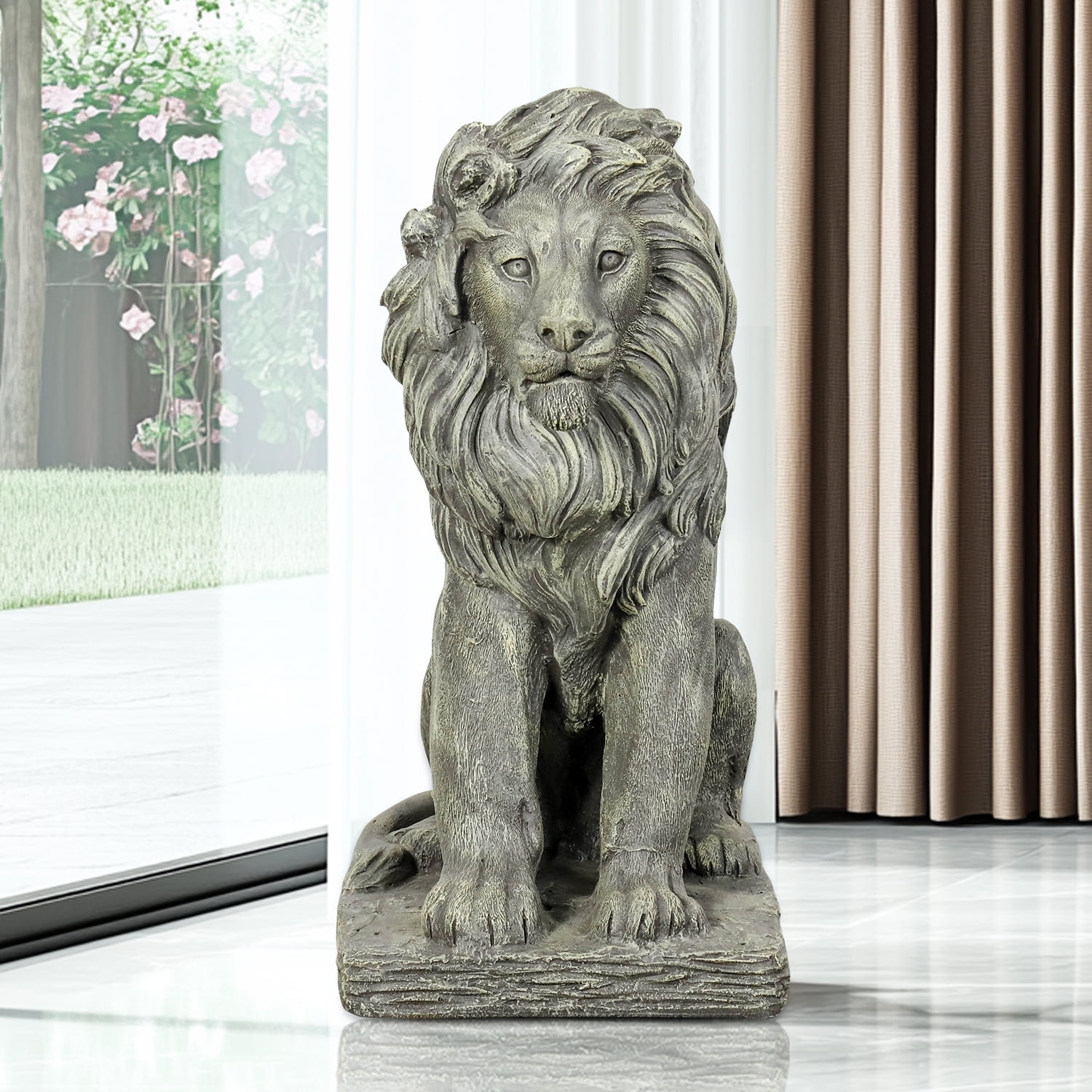 Concrete Lion Garden Statue | Outdoor Indoor Figurine Gift Decoration ...