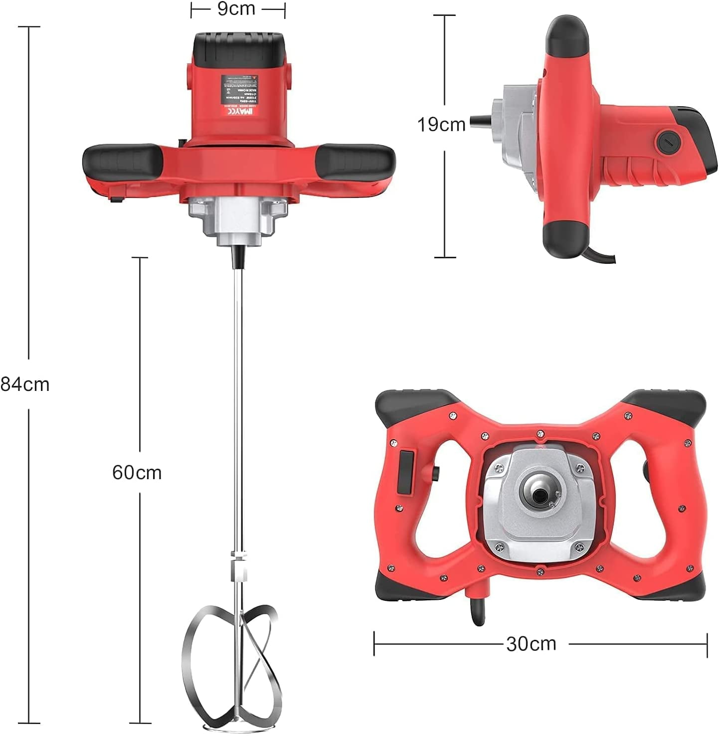 Concrete Mixers Machine, 110V 2100W Cement Mortar Mixer, Adjustable 6 ...
