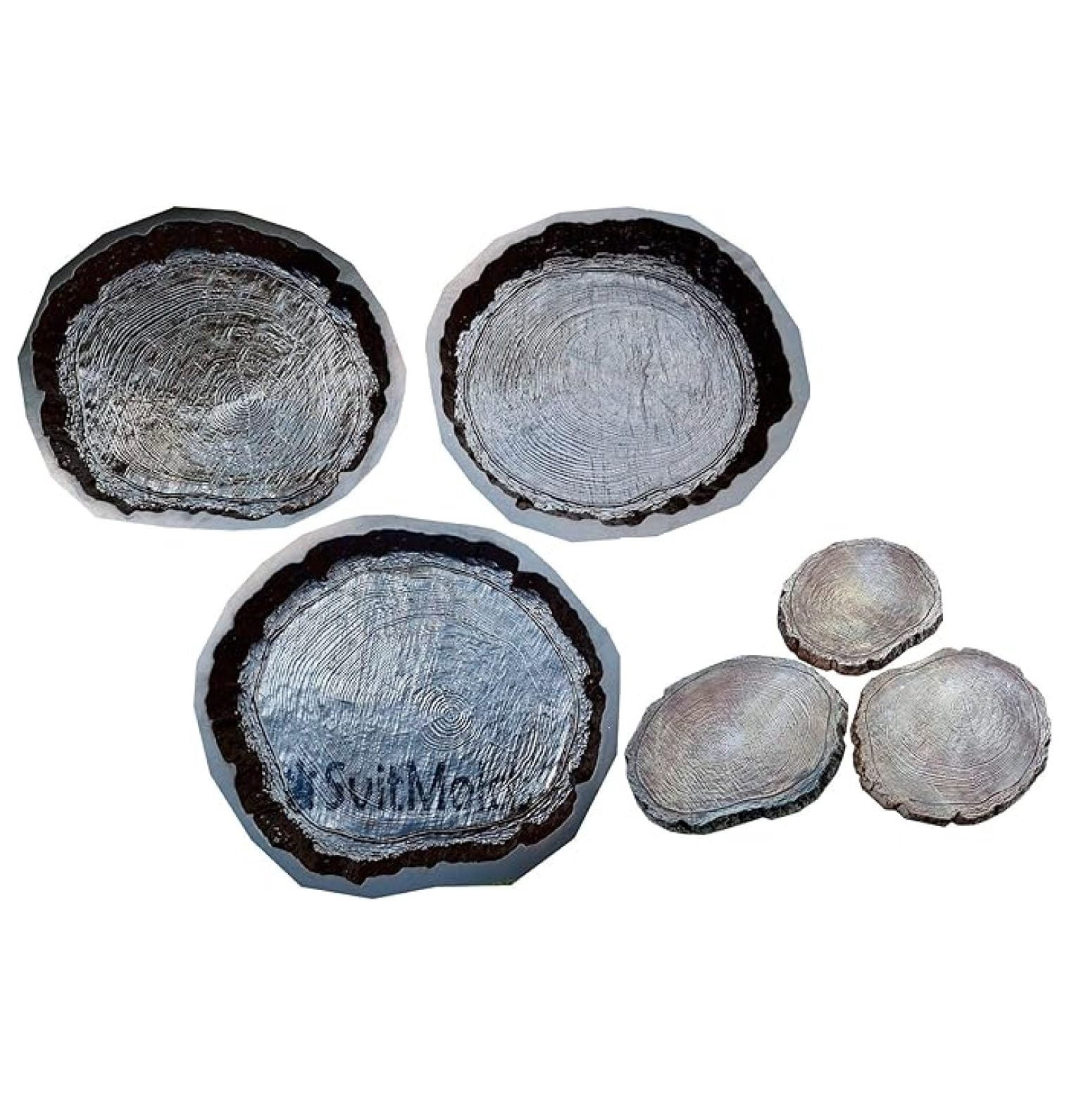 Concrete Molds for Stepping Stones 3-Piece Set - Log Slab Cement Moulds ...