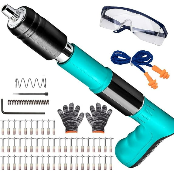 Concrete Nail Gun Kit with 50 PCS Steel Nails, 5 Gear Adjustable Mini ...