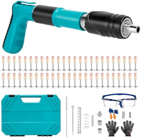 Concrete Nail Gun Kit with 50pcs Nails, Wall Fastening Tool Nail Gun, 5 ...