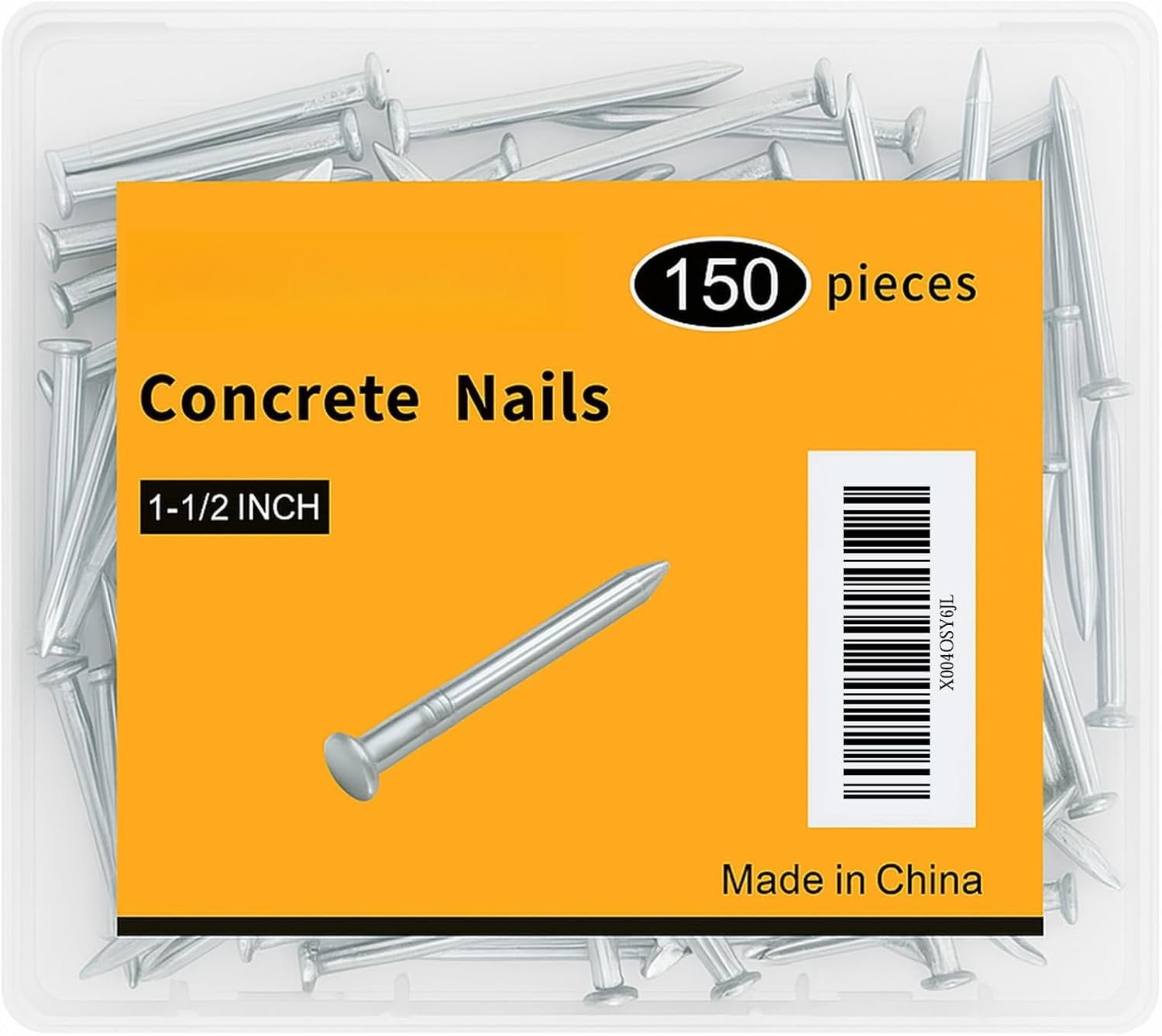 Concrete Nails 1-1/2 Inch for Masonry & Cement Walls,150Pcs Galvanized ...