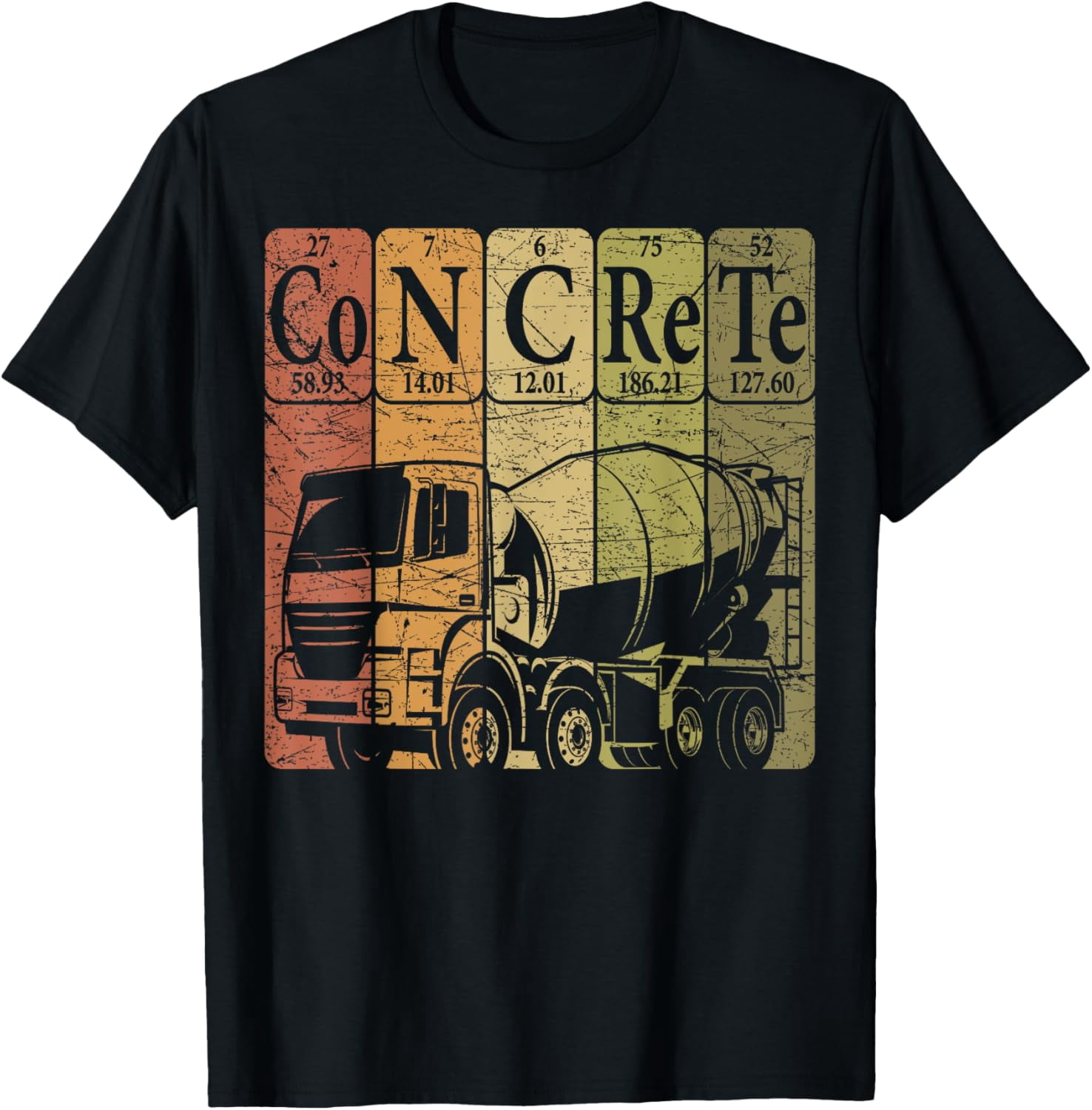 Concrete Periodic Table Elements Construction Worker Cement T-Shirt ...