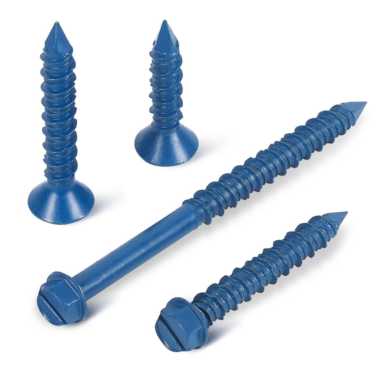 Concrete Screws, Blue Hex Washer Head Anchor Kit with Drill Bit and Hex ...