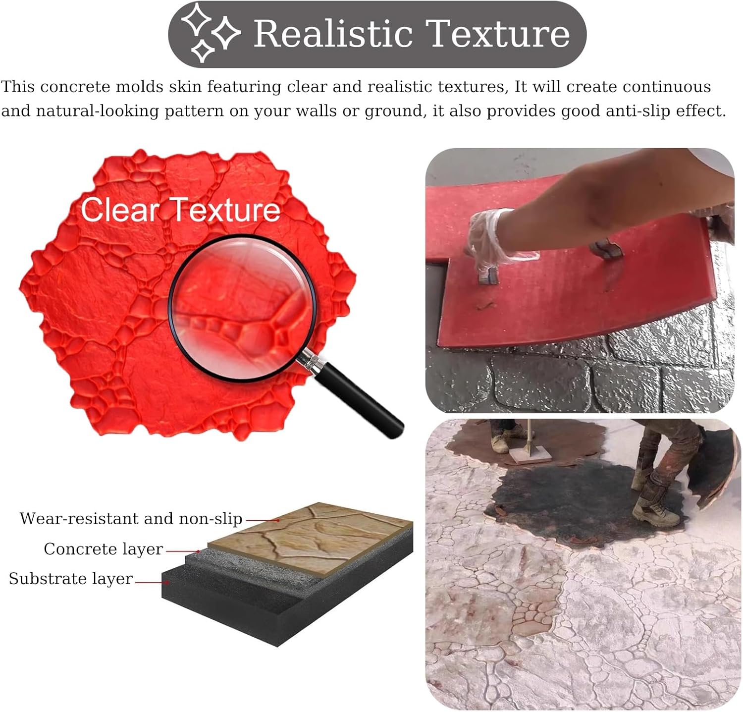 Concrete Stamps Rectangular Concrete Texture Forms for Ground, Stone ...