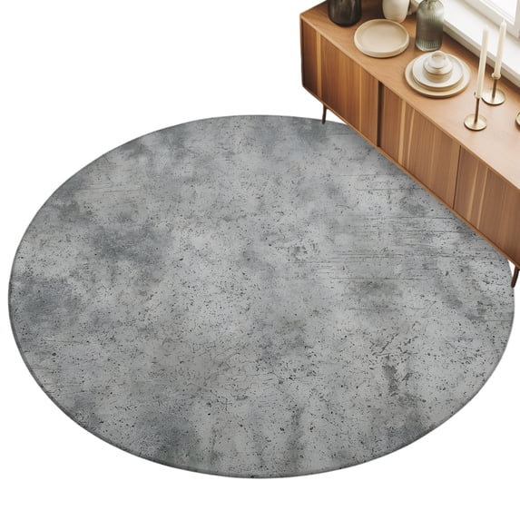 Concrete Texture Area Rugs 3' (Round) Industrial Minimalist Gray Floor ...