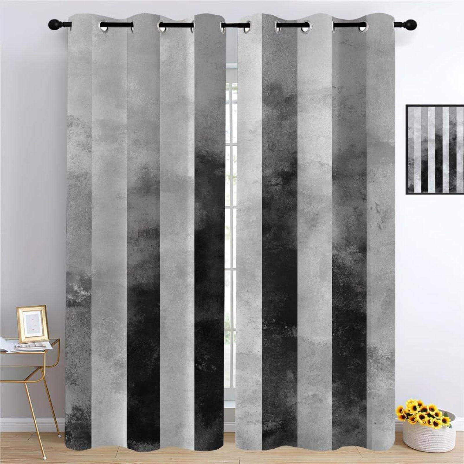 Concrete Texture Curtains – Modern Industrial Blackout Drapes For Urban ...