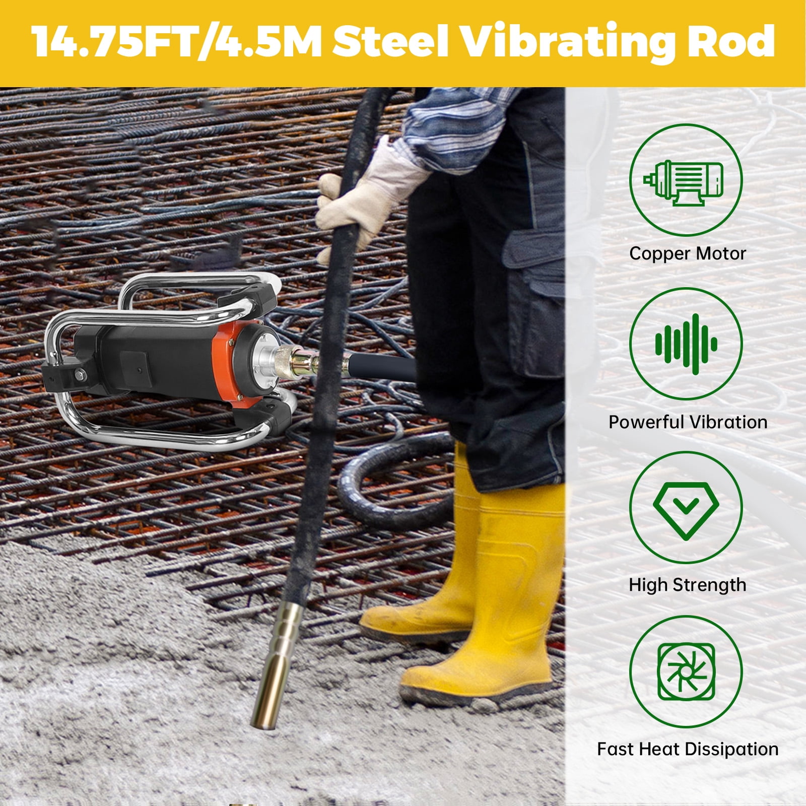Concrete Vibrating Tool, 1600W 18000RPM Hand Held Electric Power ...