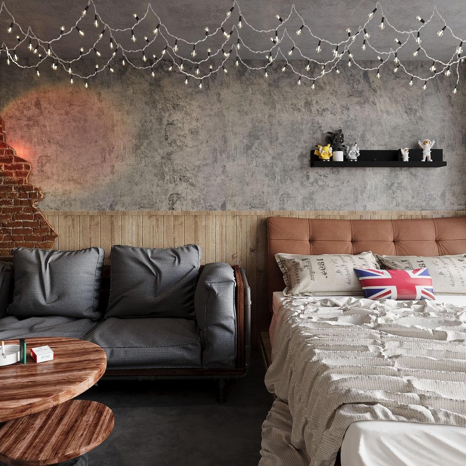 Concrete Wallpaper Peel and Stick Grey/Brown/Beige Cement Contact Paper ...