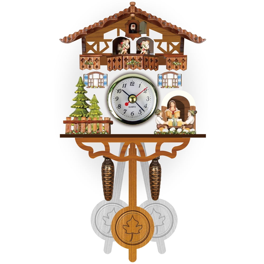 CondFun Cuckoo Clock Antique Wooden Cuckoo Birdhouse Wall Clock Home ...