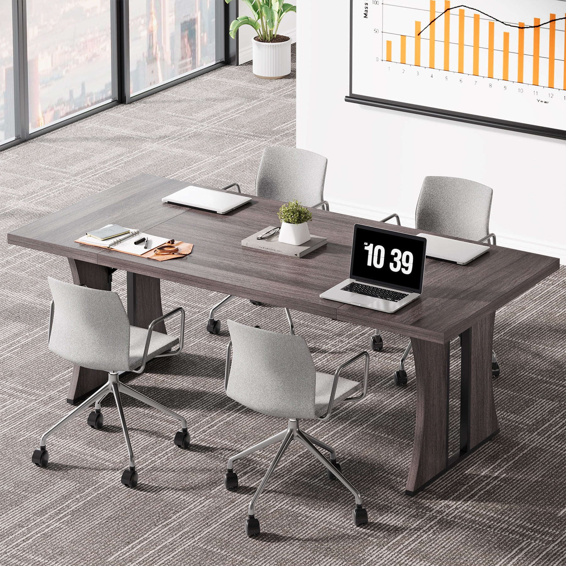 Condemo 6FT Conference Table, 70.9 Inch Modern Rectangular Meeting ...