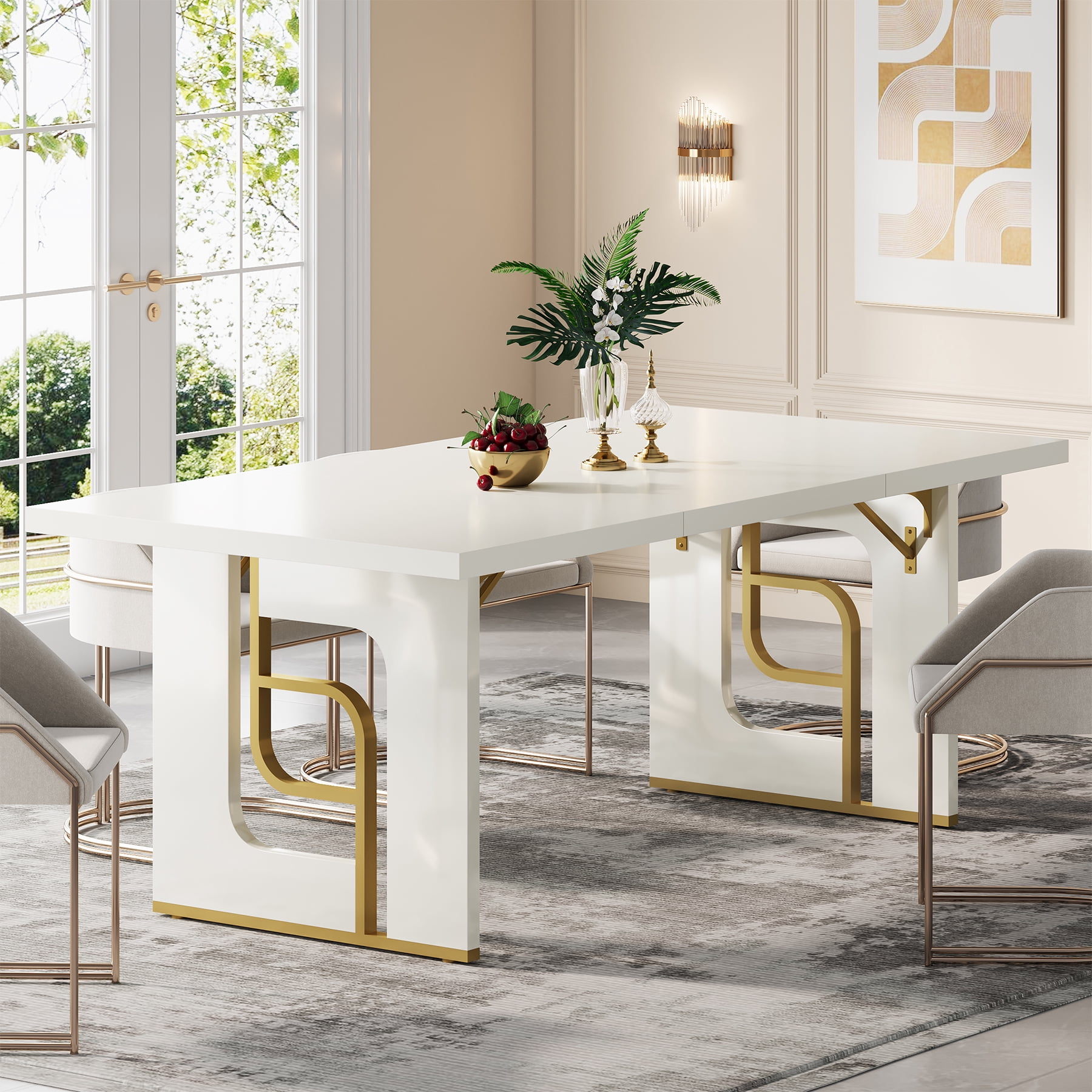 Condemo 71 inch Modern Dining Table for 6-8, Large Rectangular Kitchen ...