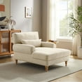 Condemo Indoor Linen Fabric Chaise Lounge Chair, Adjustable Back, Beige ...