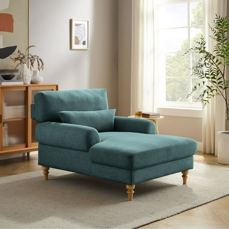 Condemo Modern Indoor Chaise Lounge Chair Pine Green Home Accent Furniture Walmart